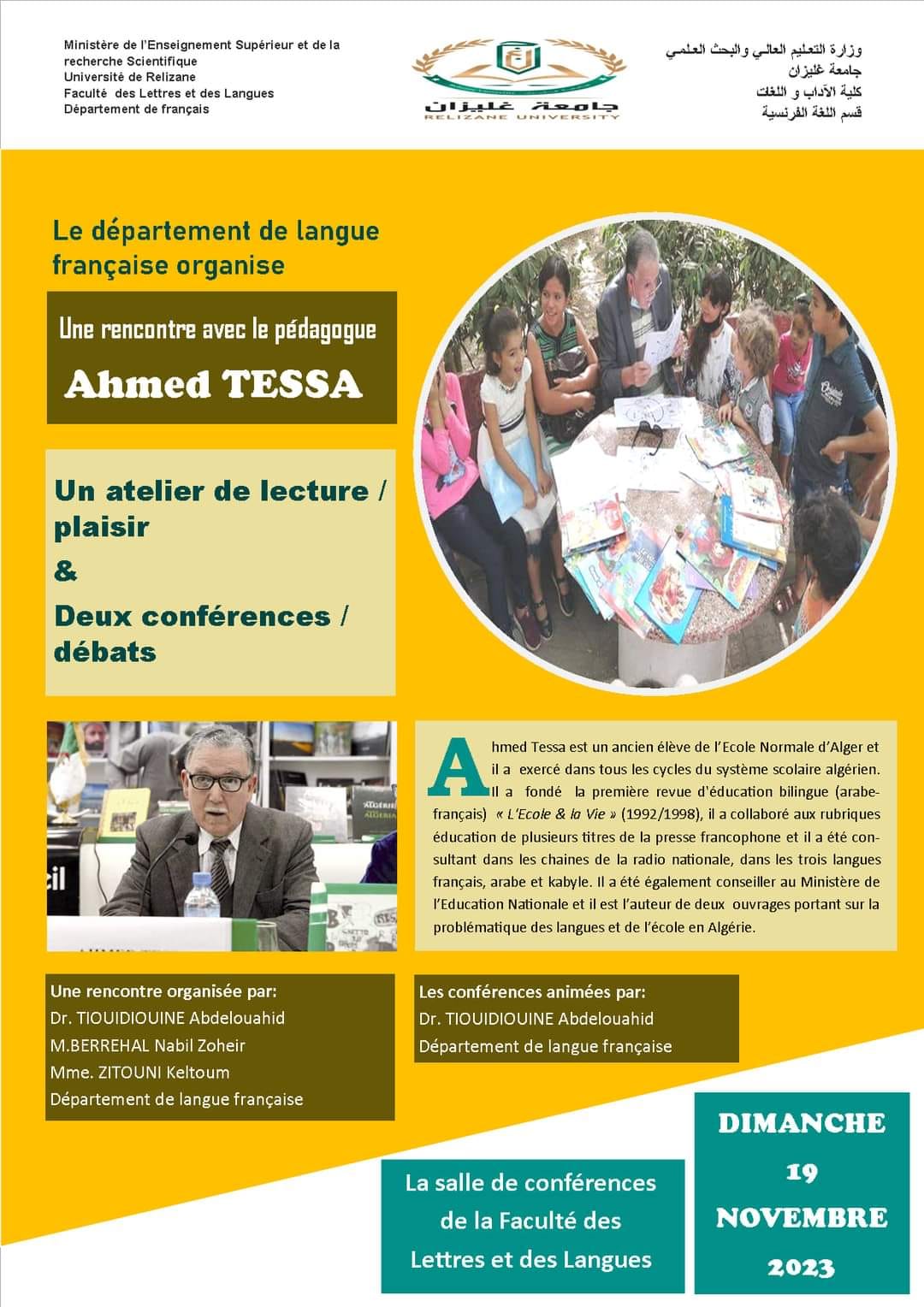 The French language department organizes a meeting with the Algerian ...